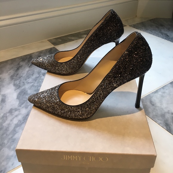 Jimmy Choo | Shoes | Jimmy Choo Romy 0 Blacksilver Heels | Poshmark